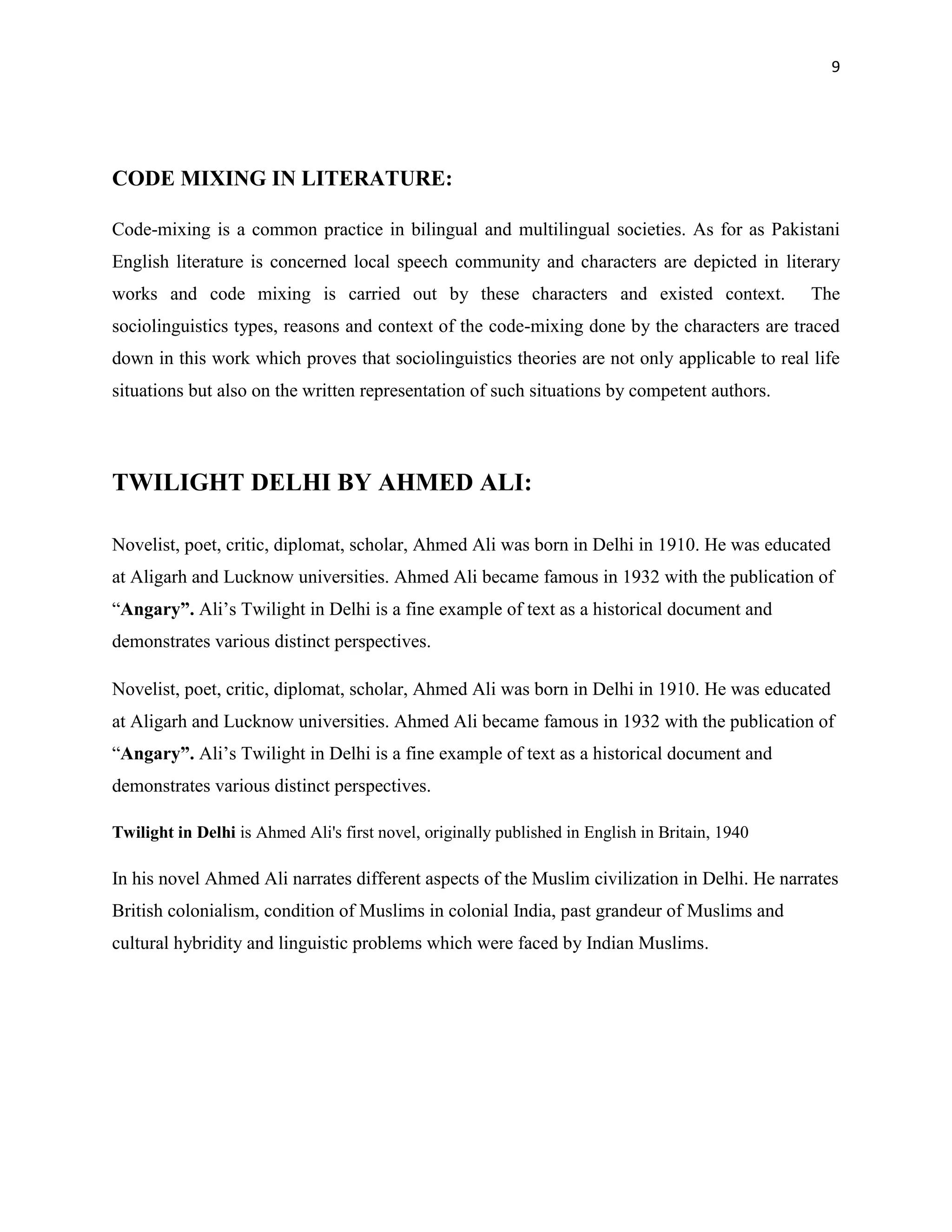 Code mixing in pakistani literature | PDF