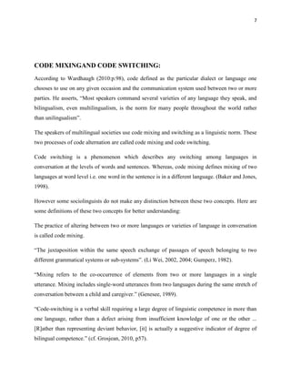 Code mixing in pakistani literature | PDF