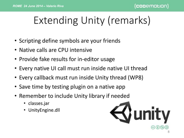 Avoid loss of hair while coding Unity3D plugins for mobile | PPT