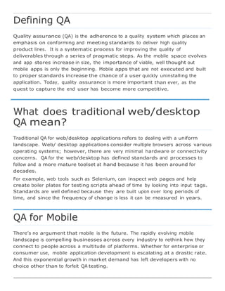 Quality Assurance and mobile applications! | PDF