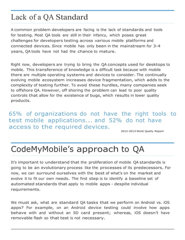 Quality Assurance and mobile applications! | PDF
