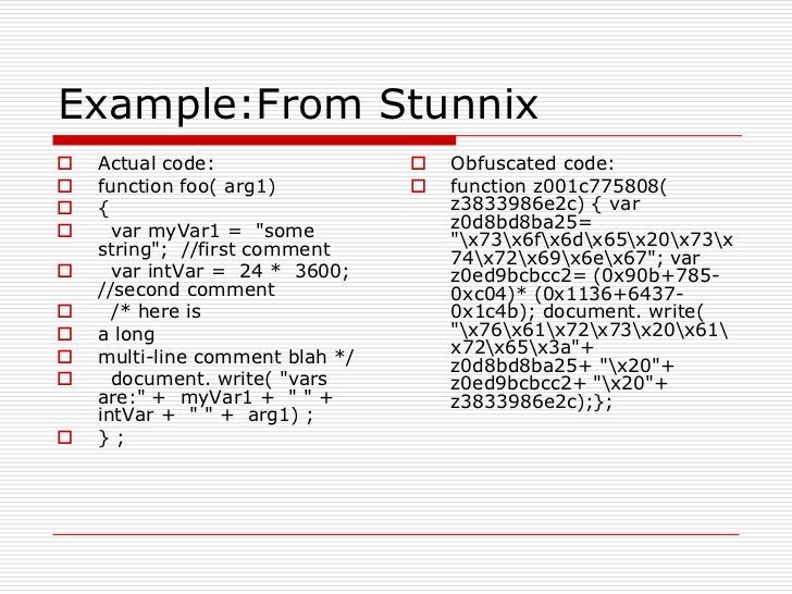 Code obfuscation Code obfuscation