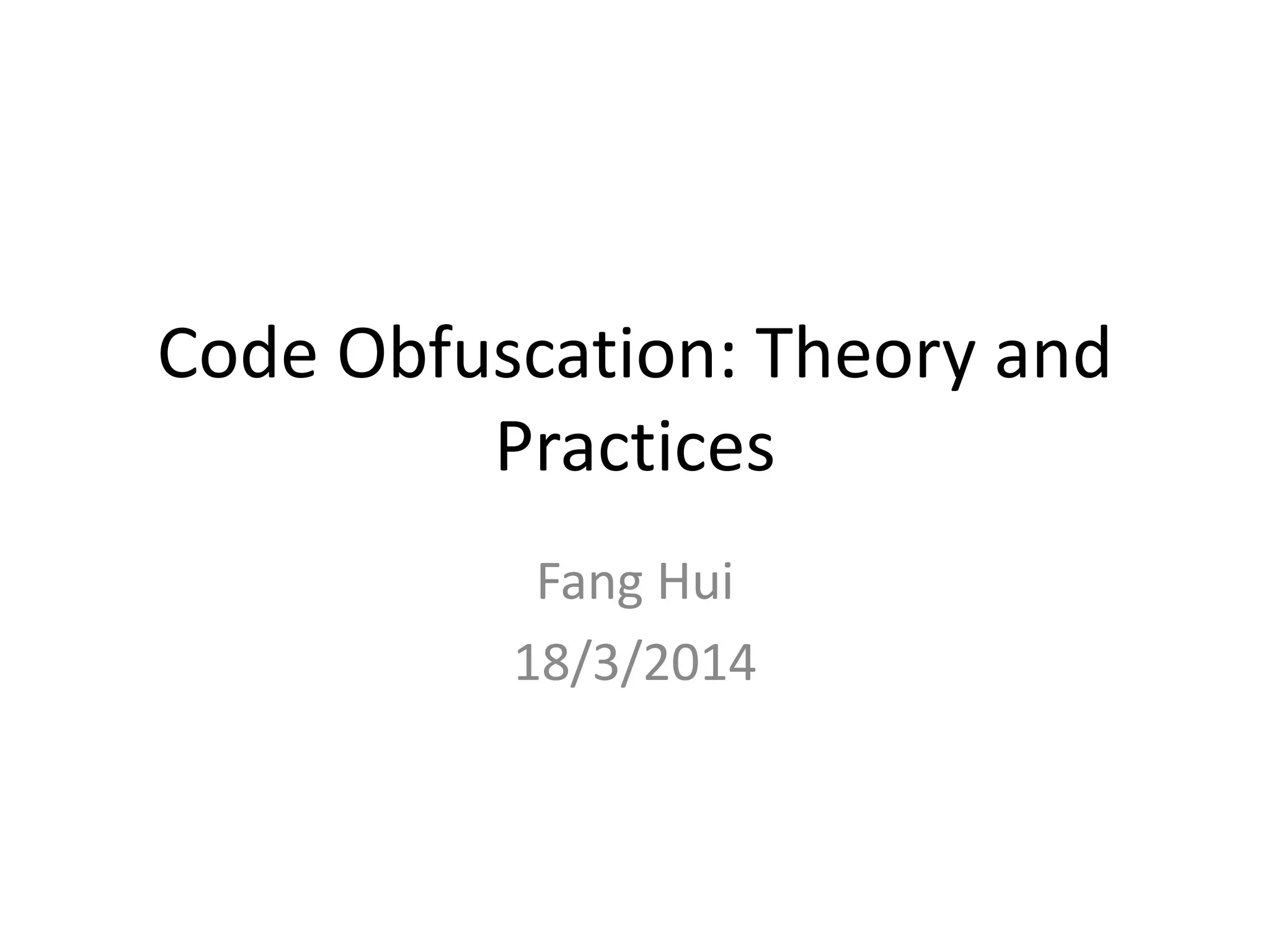 Code obfuscation theory and practices | PDF | Programming Languages | Computing