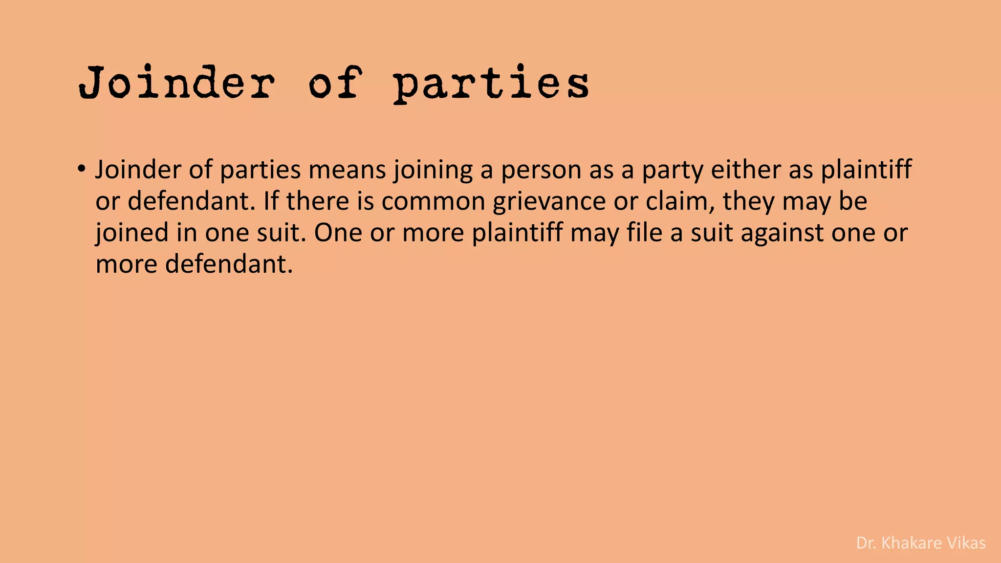 Code of civil procedure 1908 parties to suit | PDF