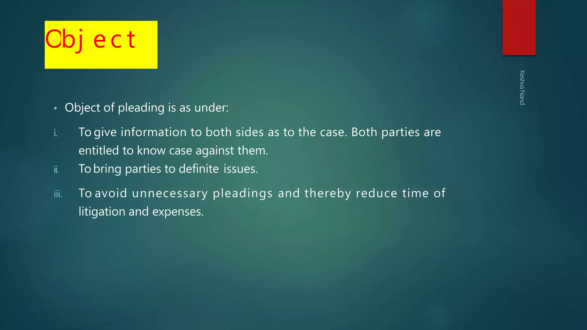 Code of Civil Procedure1908 Pleading Plaint & Written statement | PPTX