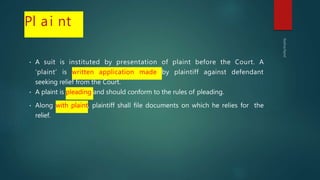 Code of Civil Procedure1908 Pleading Plaint & Written statement | PPTX | Law