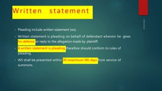 Code of Civil Procedure1908 Pleading Plaint & Written statement | PPTX | Law