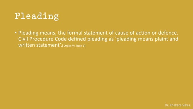 Code of civil procedure 1908 pleading plaint written statement | PDF | Law