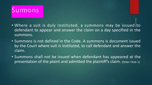 Code of Civil Procedure1908 Summons | PPTX