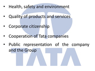 TATA MOTORS (code of conduct , corporate governance, csr) | PPTX