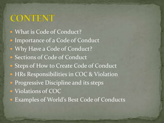 Code of Conduct - Code of Practice & Standards | PPTX