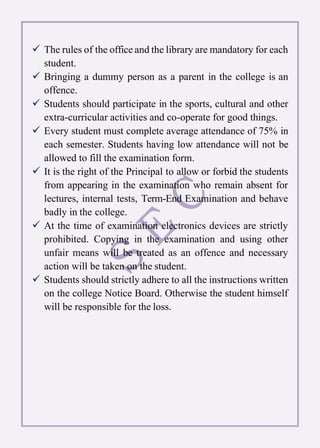Seshadripuram Evening College Code of Conduct | PDF