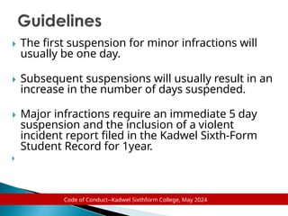 code of conduct for the student in a school | PPTX