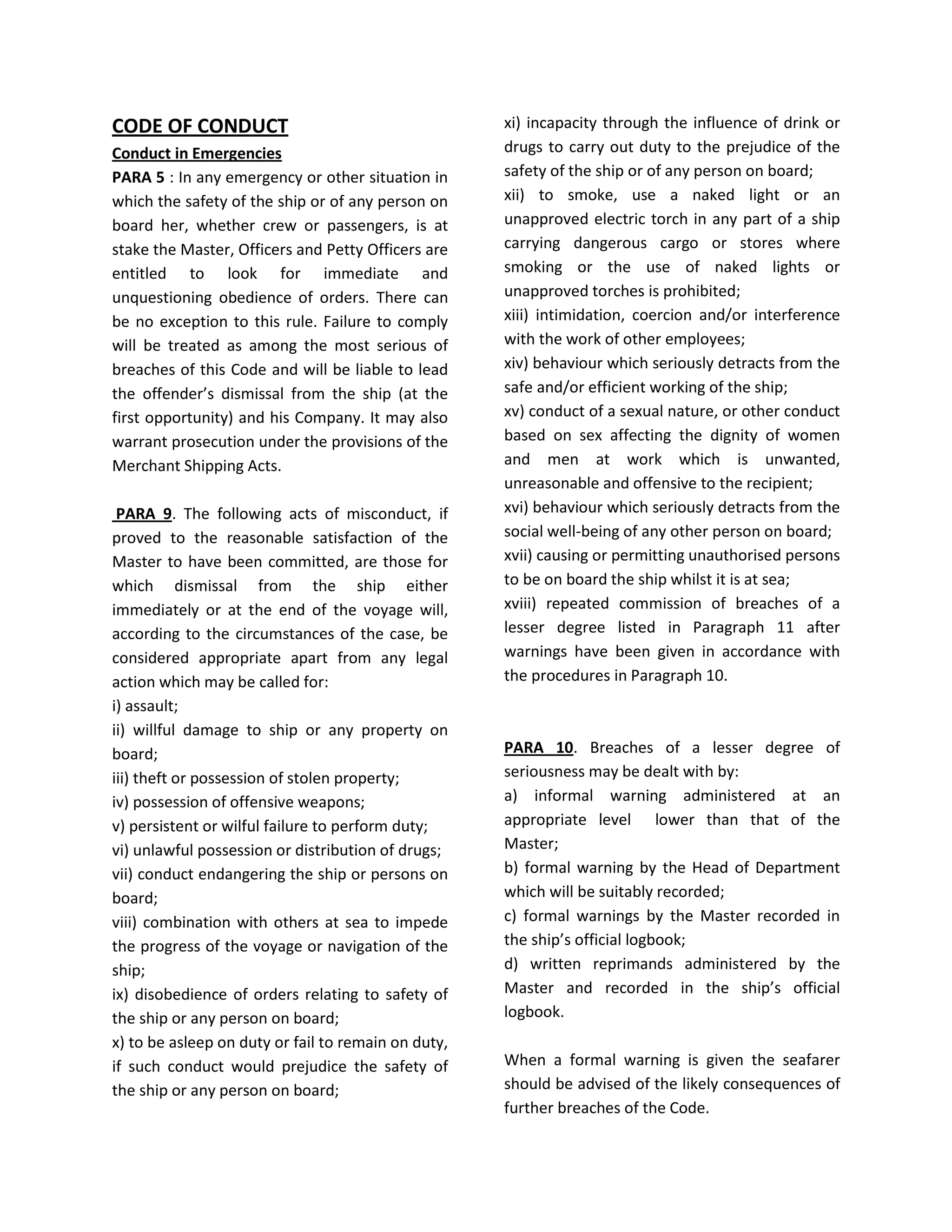 Code of conduct alc & mlc | DOCX | Law