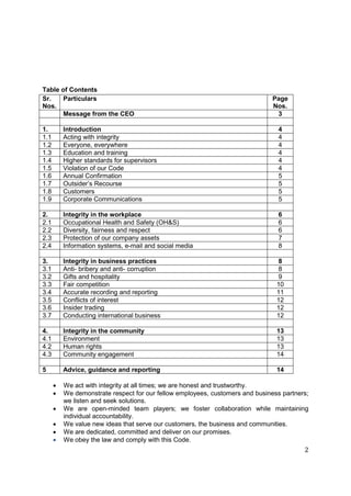 Code of conduct and Business Ethics | PDF