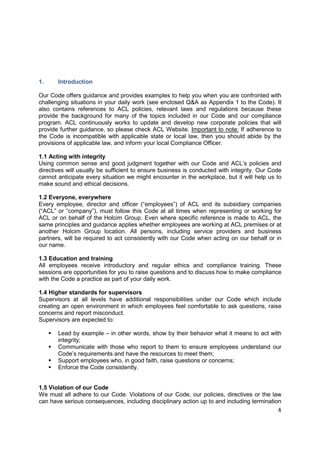 Code of conduct and Business Ethics | PDF