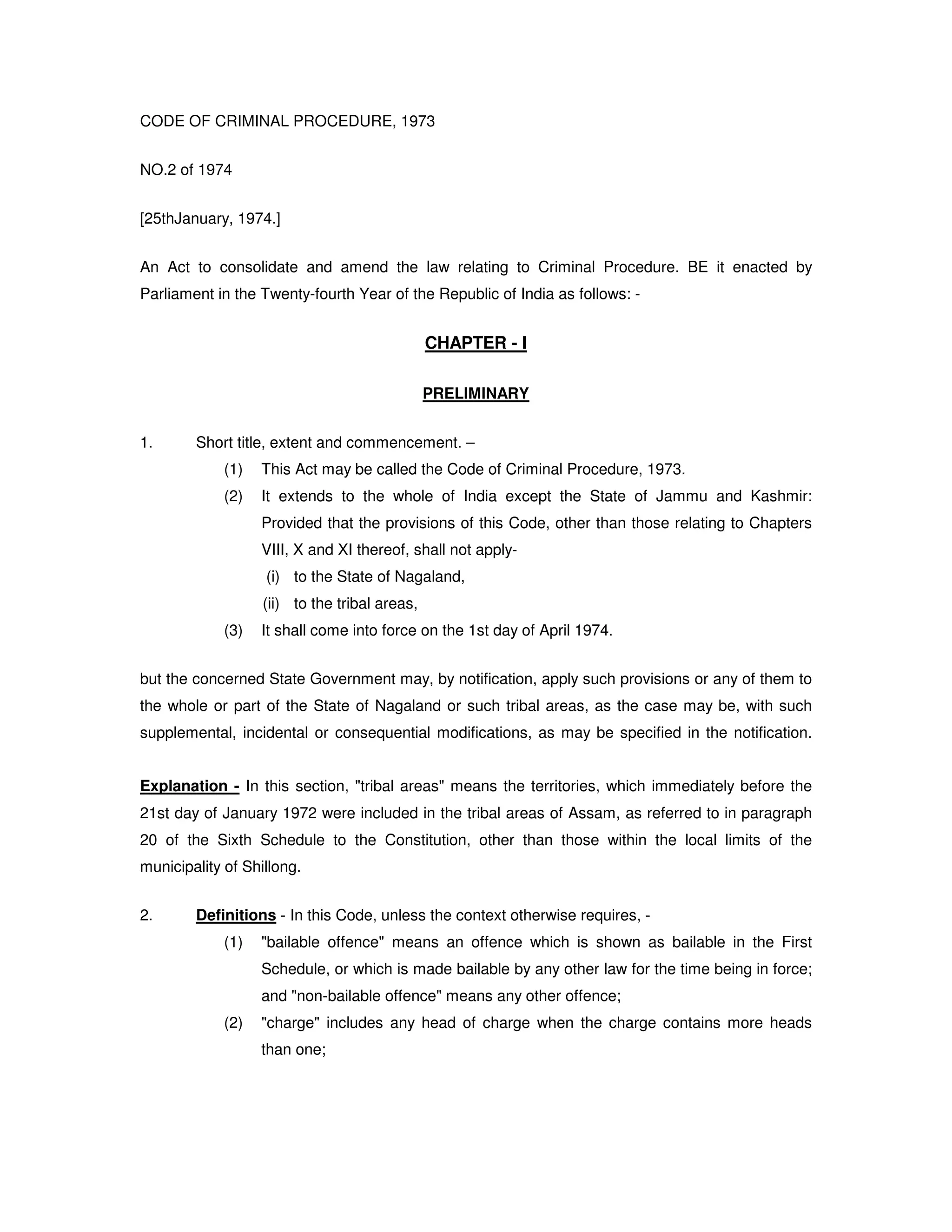 Code of Criminal Procedure, 1973 | PDF