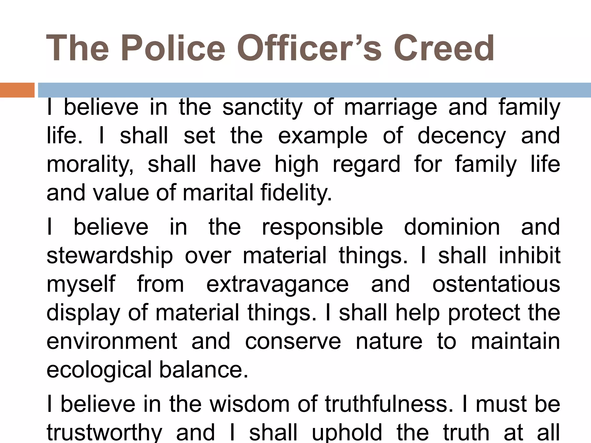 ETHICS AND CONDUCT (POLICE) | PPTX