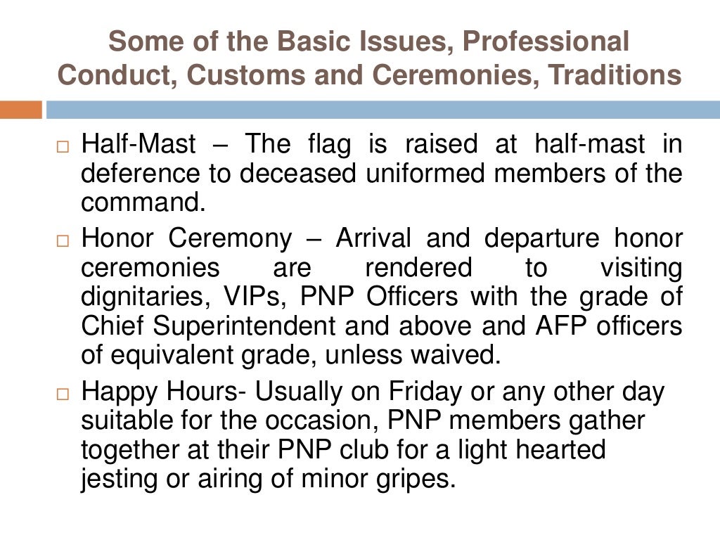 ETHICS AND CONDUCT (POLICE)