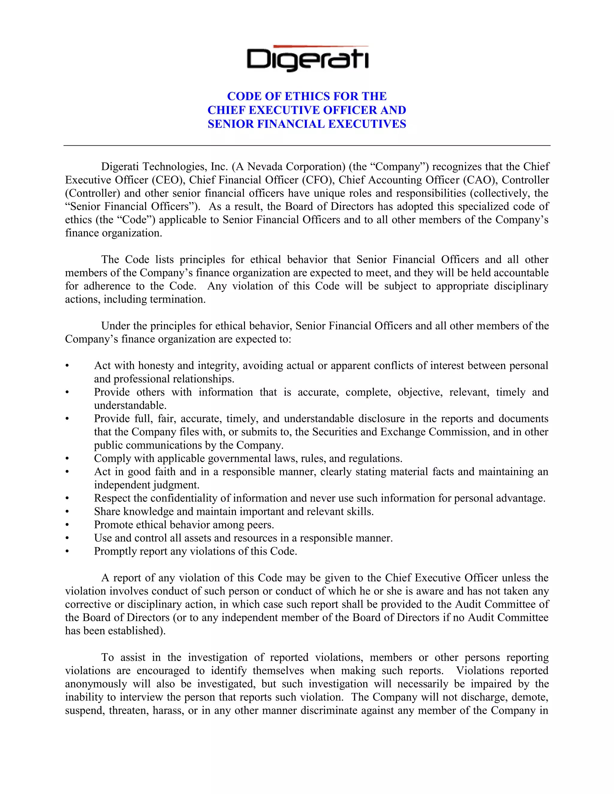 Code of Ethics | PDF