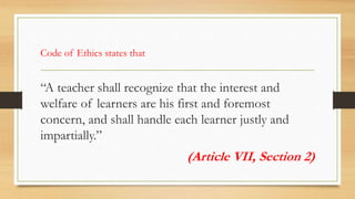 Code of Ethics for Teachers | PPT