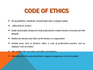 Ethical Codes: Code of Ethics Among Professionals | PPTX