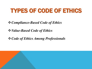 Ethical Codes: Code of Ethics Among Professionals | PPTX