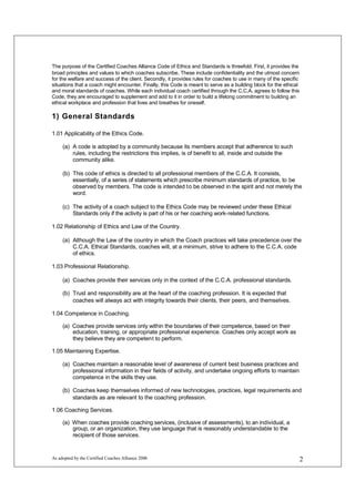 Code of ethics and standards of coaching | PDF