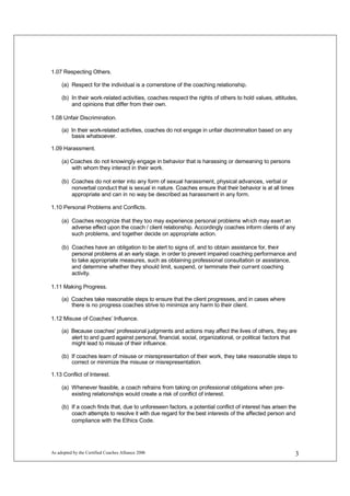 Code of ethics and standards of coaching | PDF