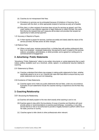 Code of ethics and standards of coaching | PDF
