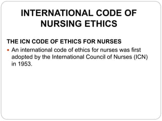Code of Ethics, Code of professional conduct, Legal aspects in Nursing ...