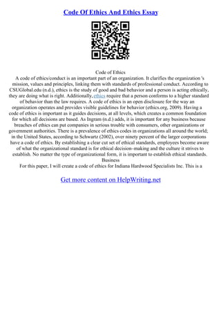 Code Of Ethics Essay | PDF | Family and Relationships