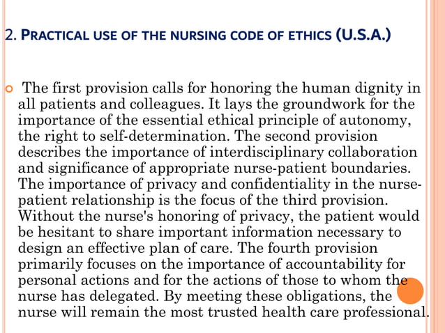 Code of ethics in Nursing | PDF