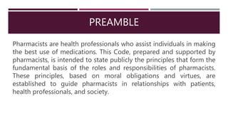 Code of ethics for Community Pharmacist | PPTX