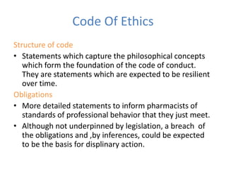 Code of ethics for community pharamcists | PPTX