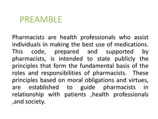 Code of ethics for community pharamcists | PPTX