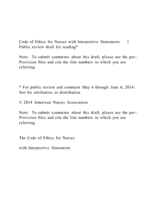 Code of Ethics for Nurses with Interpretive Statements 1 | PDF