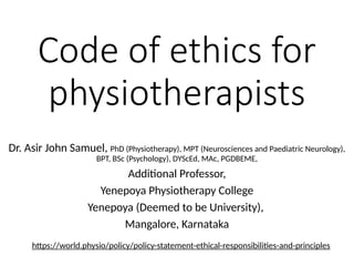Code of ethics for physiotherapists - WCPT (World Physiotherapy) & IAP ...