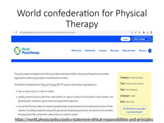 Code of ethics for physiotherapists - WCPT (World Physiotherapy) & IAP ...