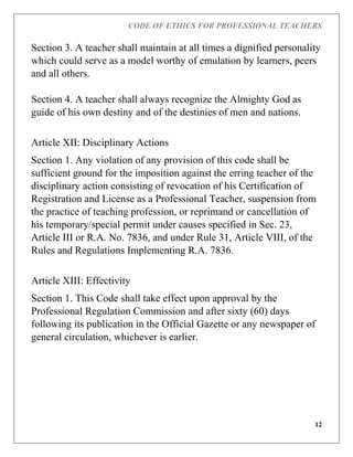 Code of ethics for professional teachers | DOCX