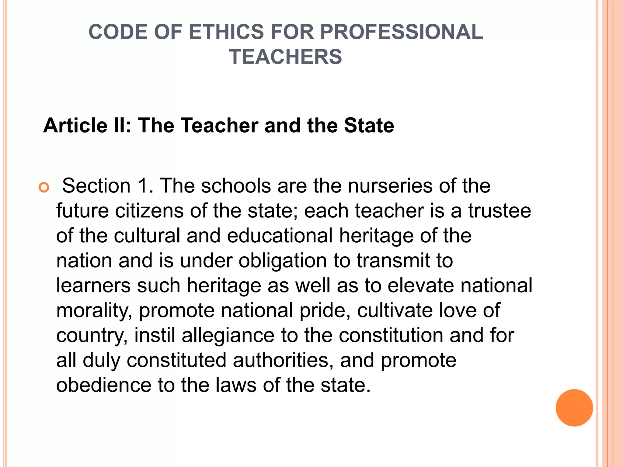 Code of ethics for professional teachers | PPTX