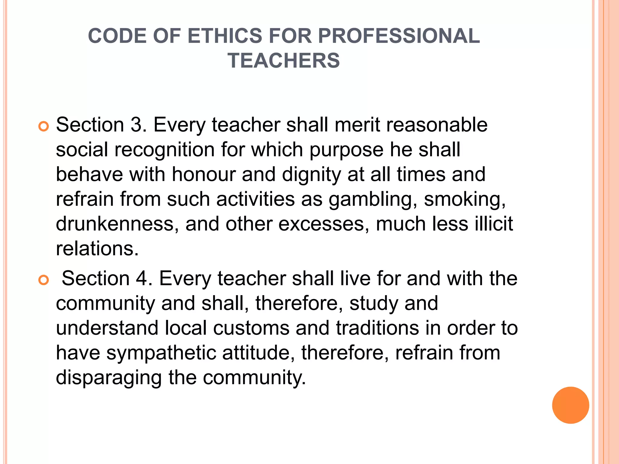 Code of ethics for professional teachers | PPTX