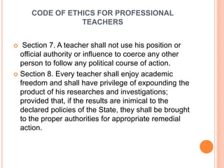Code of ethics for professional teachers | PPTX