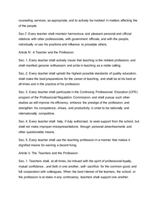 Code of ethics for professional teachers | DOCX