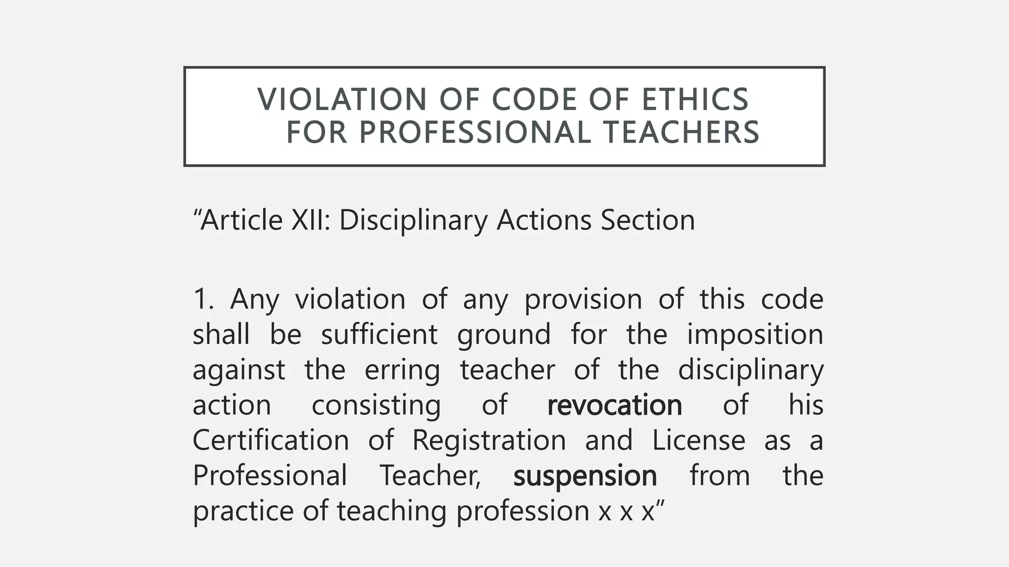 Code of Ethics for Professional Teachers.pptx | Professional School ...
