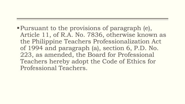 Code of Ethics for Professional Teachers.pptx | Professional School | Postgraduate Education