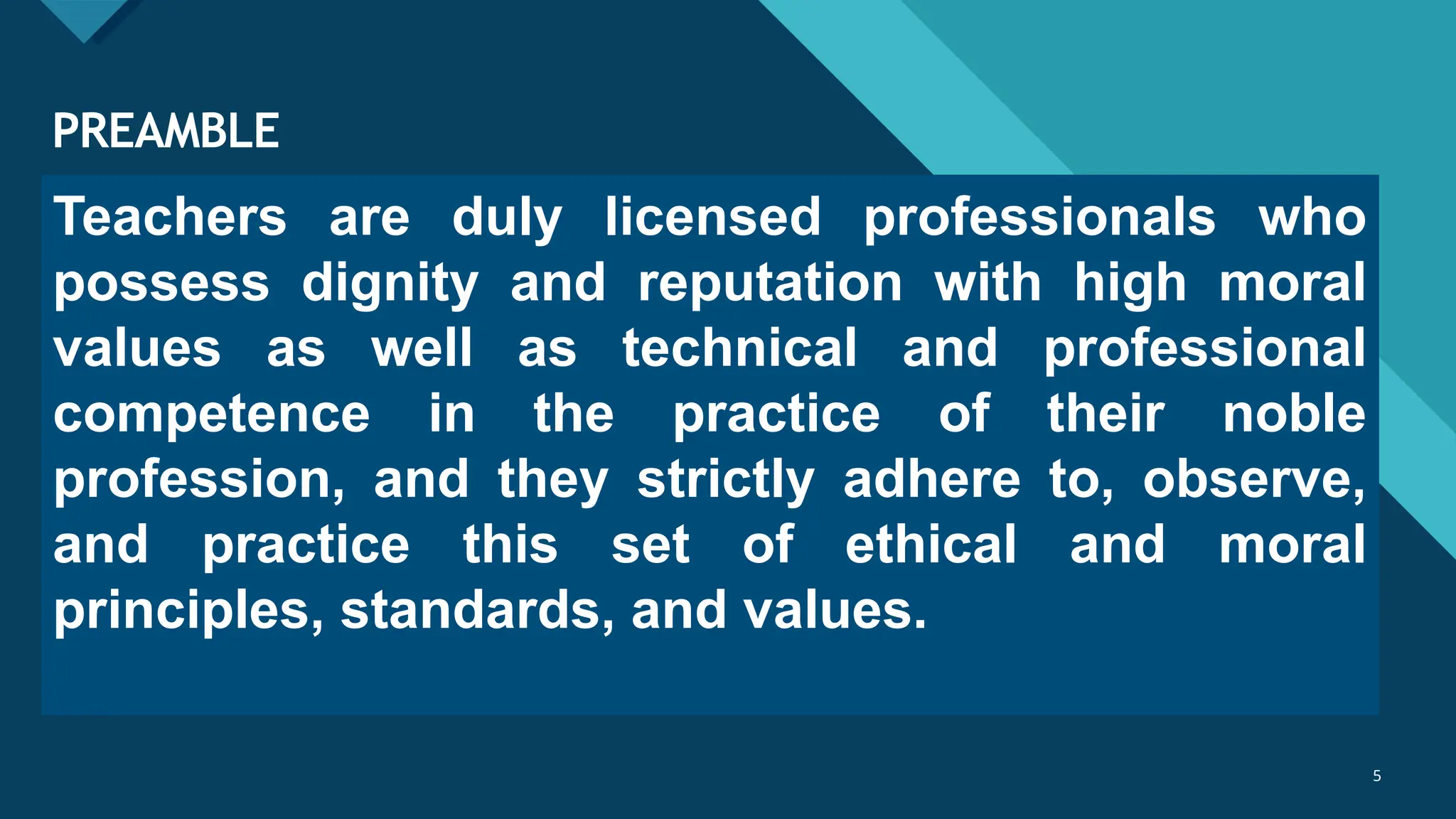 CODE OF ETHICS FOR PROFESSIONAL TEACHERS | PPTX