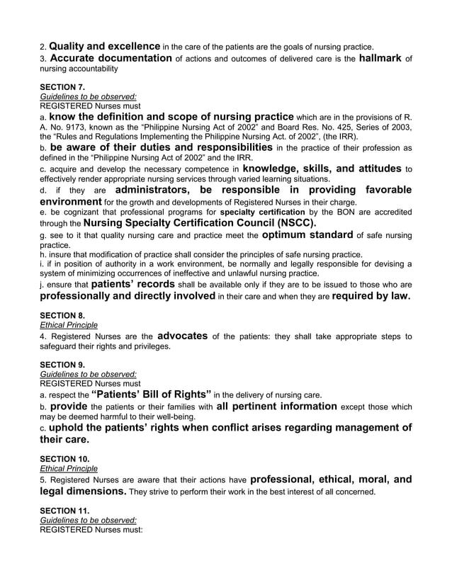 Code of ethics for registered nurses board of nursing | DOCX ...