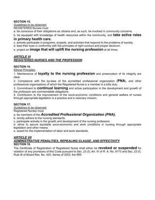 Code of ethics for registered nurses board of nursing | DOCX
