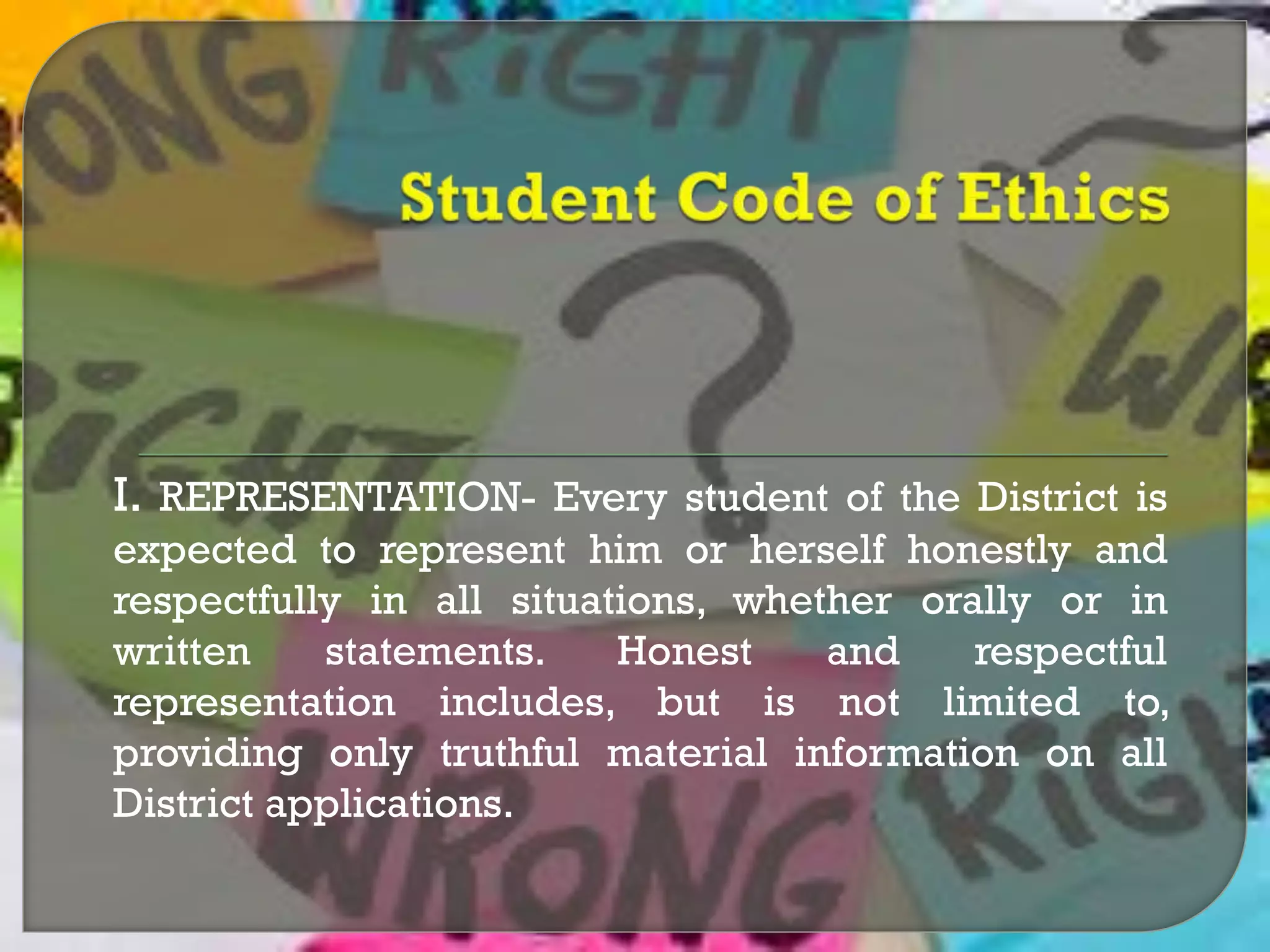 Code of ethics for students | PPTX